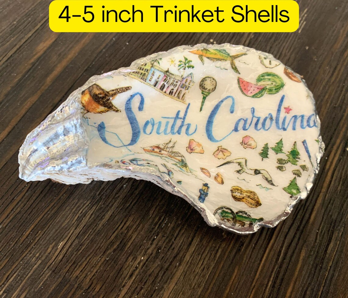 South Carolina Oyster Shell Ornament, SC State Oyster Shell Trinket ...