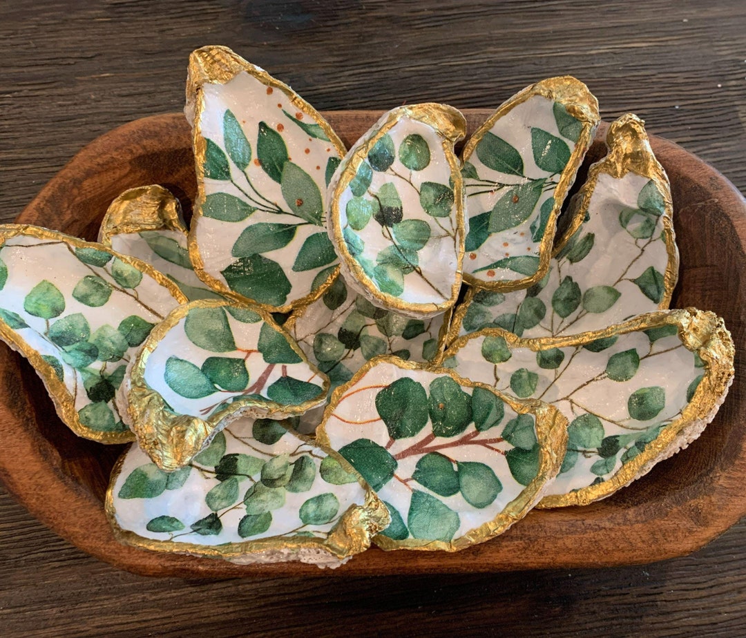 Green & White Oyster Shell, Jewelry Trinket, Wedding Gifts, Bridal ...