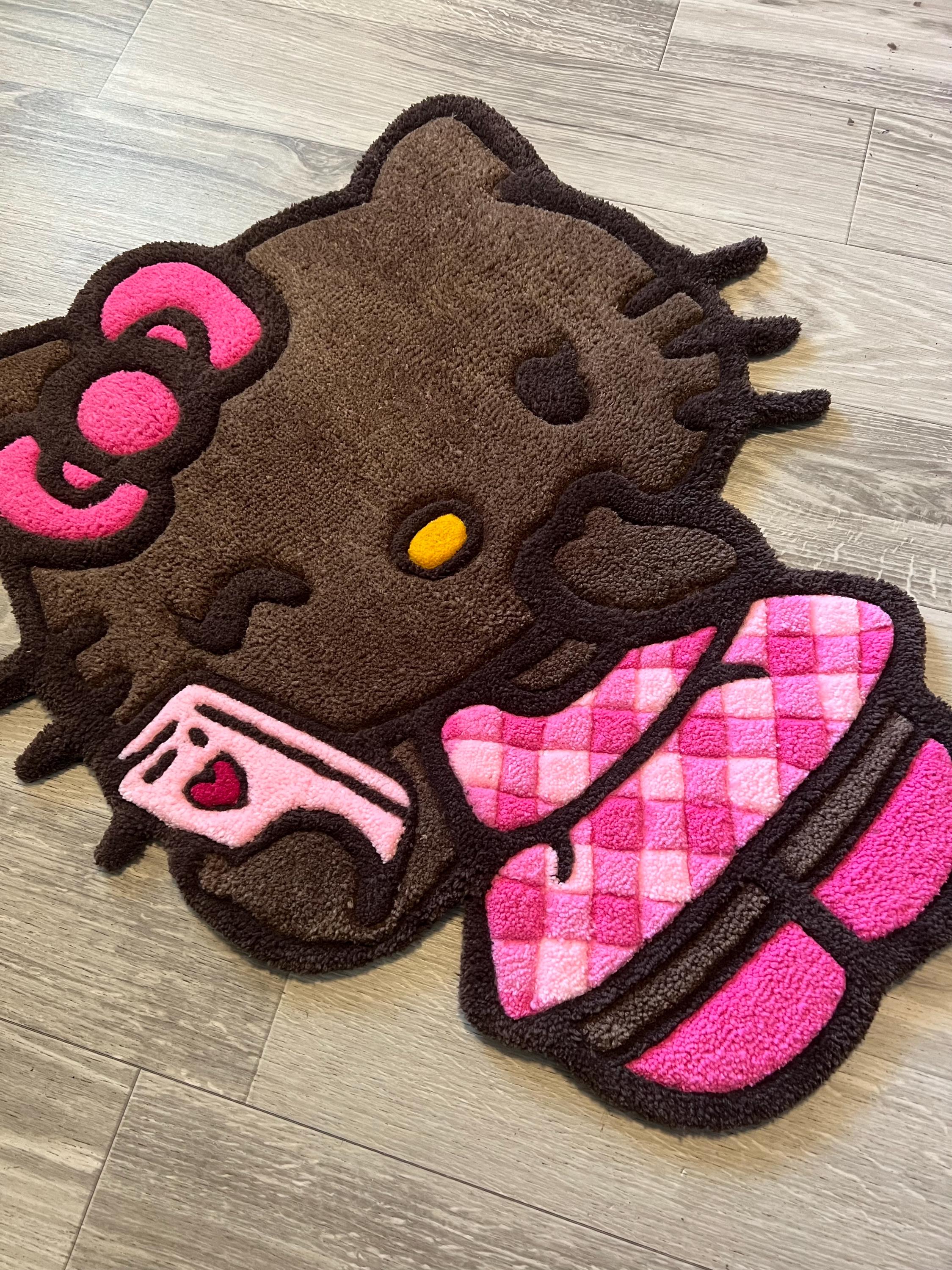 Handmade Kawaii Kitty Rug: Tufted Cartoon Character Art - Etsy