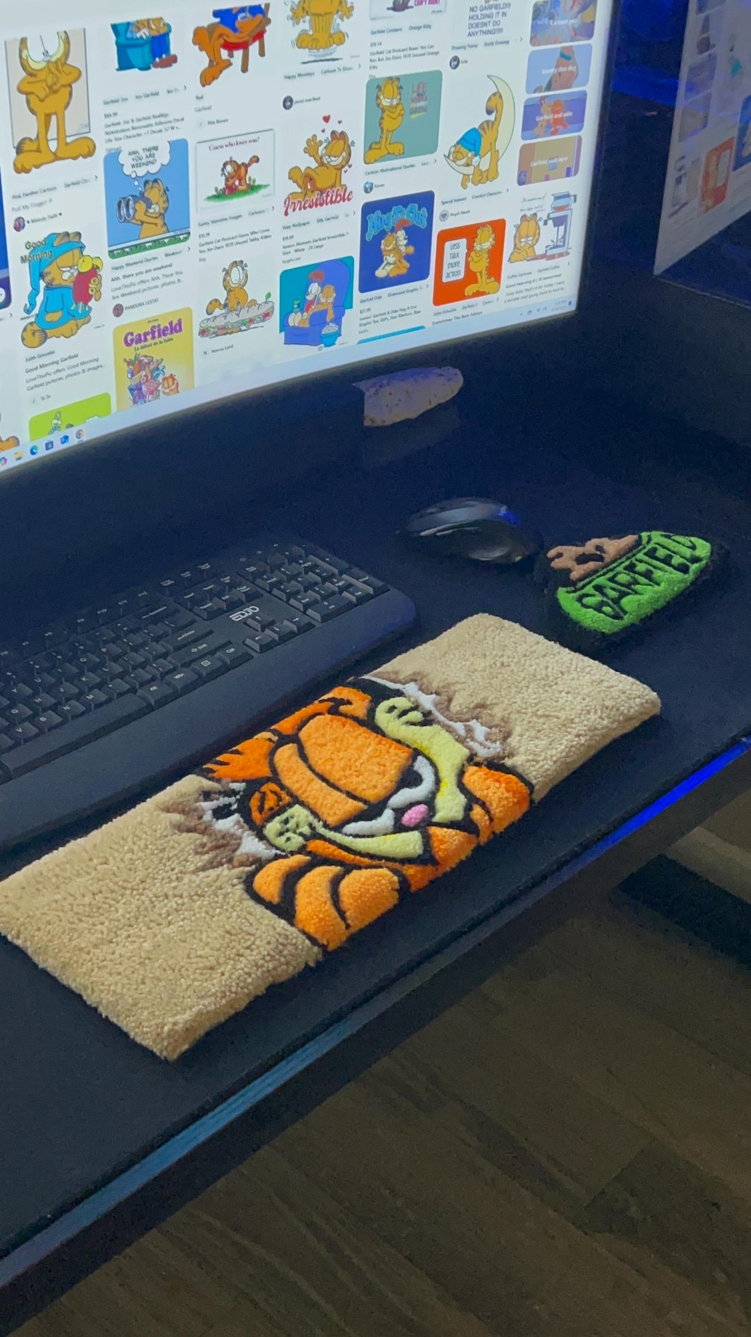 Orange Cat Tufted Keyboard Rug Handmade Mouse Pad Cartoon Desk Mat ...