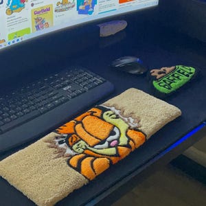 Orange Cat Tufted Keyboard Rug Handmade Mouse Pad Cartoon Desk Mat ...