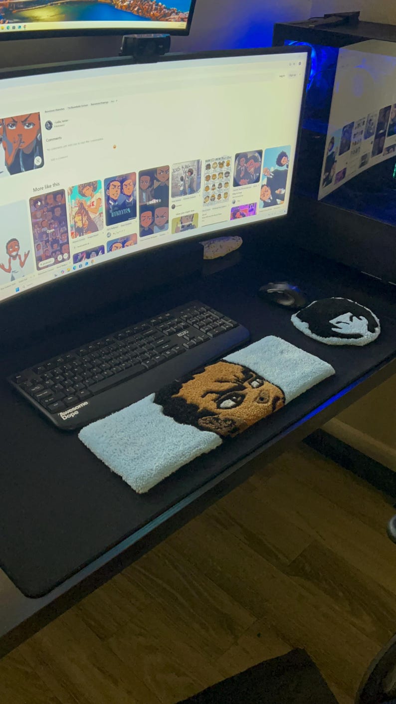 Urban Cartoon Character Rug Keyboard and Mouse Set Handmade Desk Rug - Etsy