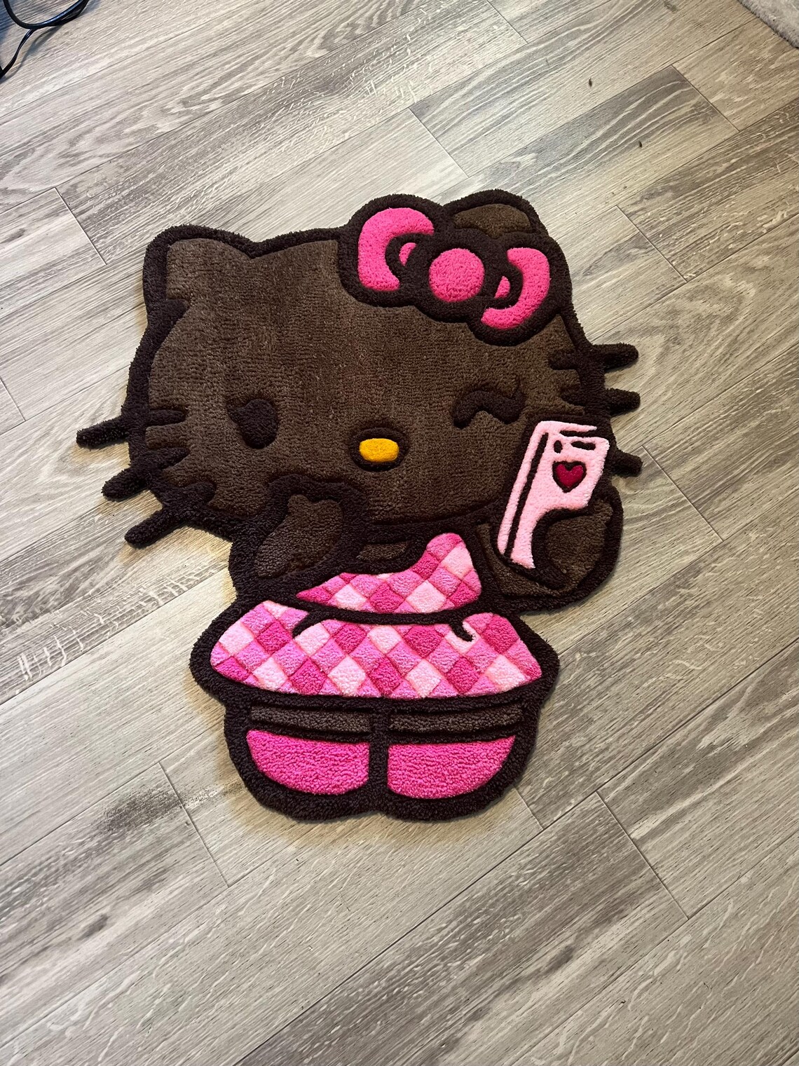 Handmade Kawaii Kitty Rug: Tufted Cartoon Character Art - Etsy