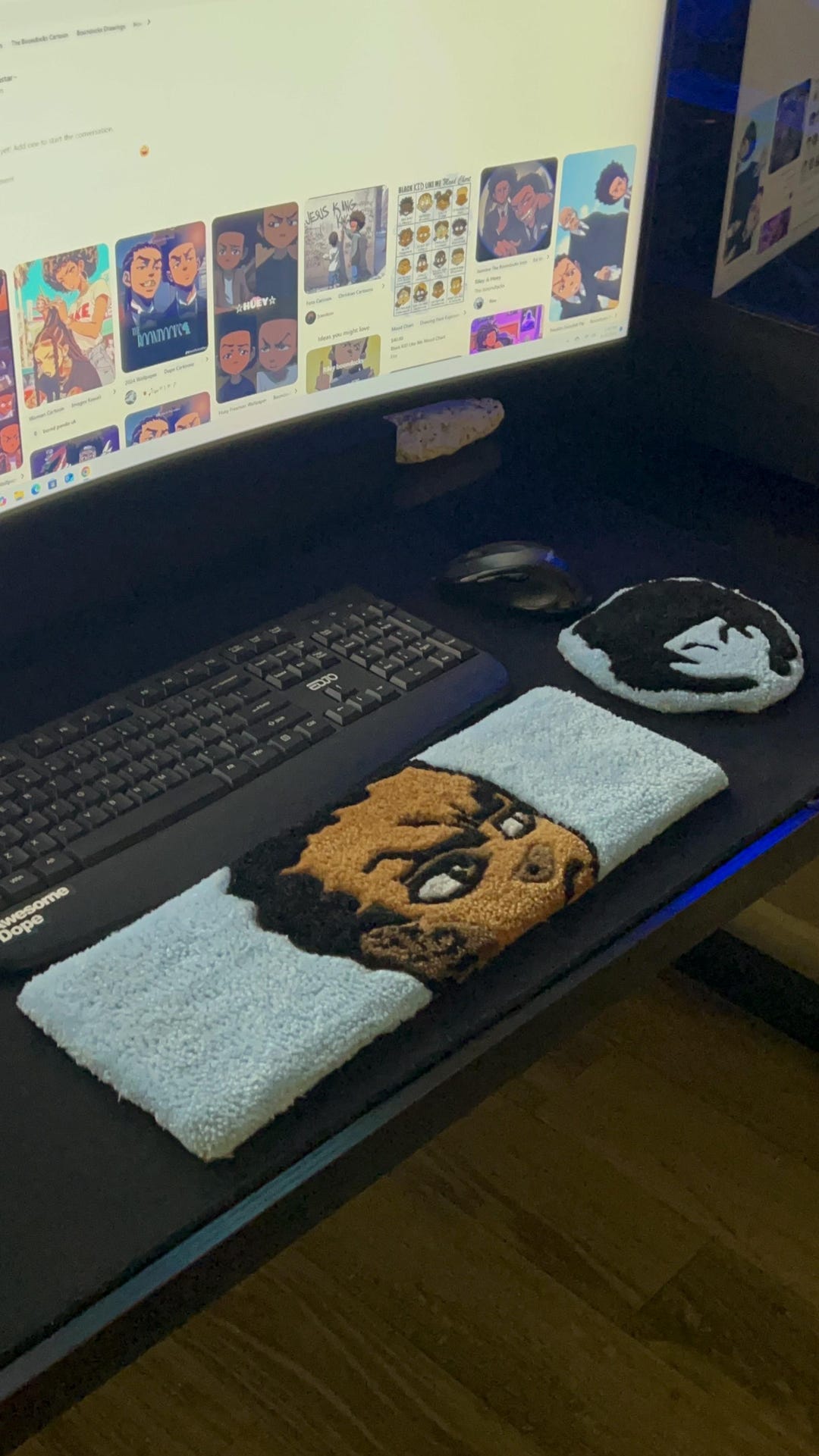 Urban Cartoon Character Rug Keyboard and Mouse Set Handmade Desk Rug - Etsy