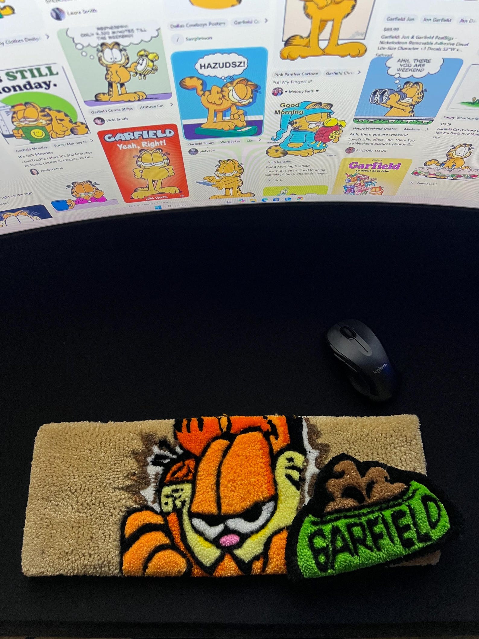 Orange Cat Tufted Keyboard Rug Handmade Mouse Pad Cartoon Desk Mat ...