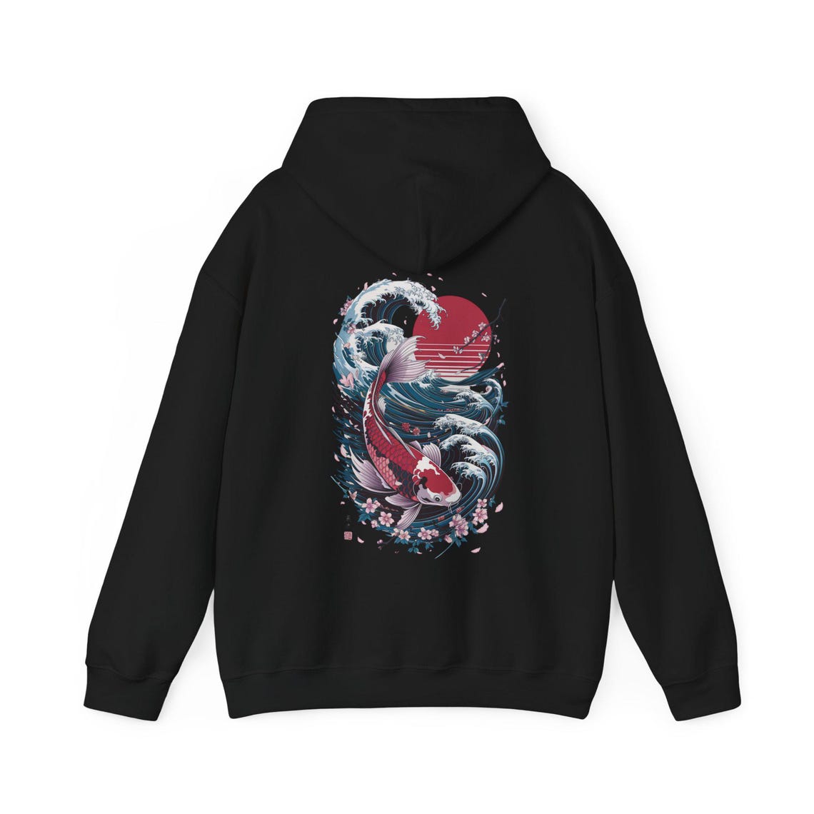 Cozy Japanese Koi Fish Hoodie, Nautical Asian Art Sweater, Unisex Tokyo ...