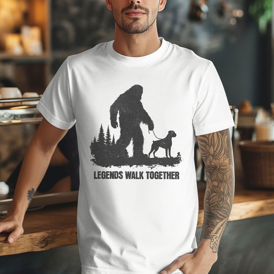 Bigfoot Boxer Dog Shirt, Sasquatch Mom Gift, Funny Dad Tee, Legends ...