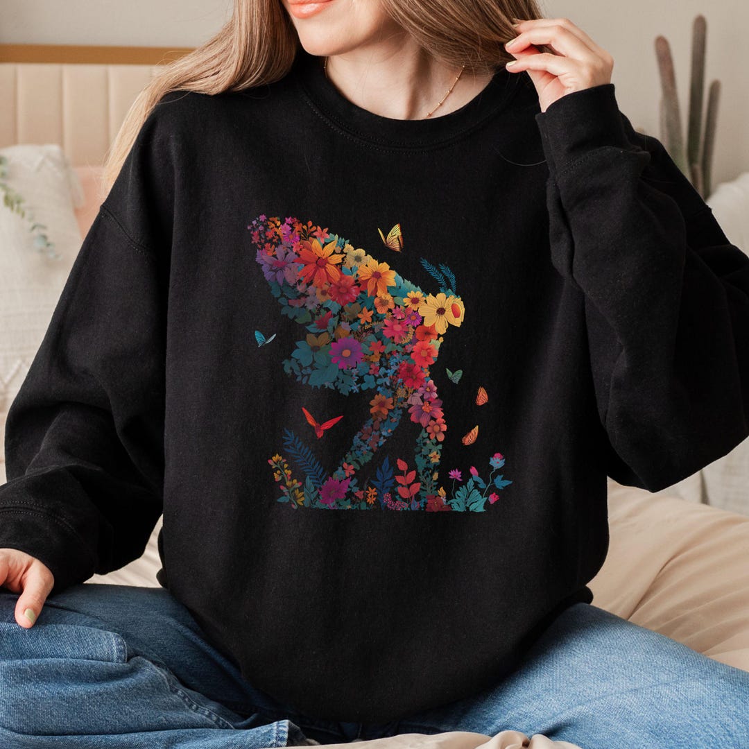 Floral Mothman Sweatshirt, Cryptid Sweatshirt, Cute Mothman Pullover ...