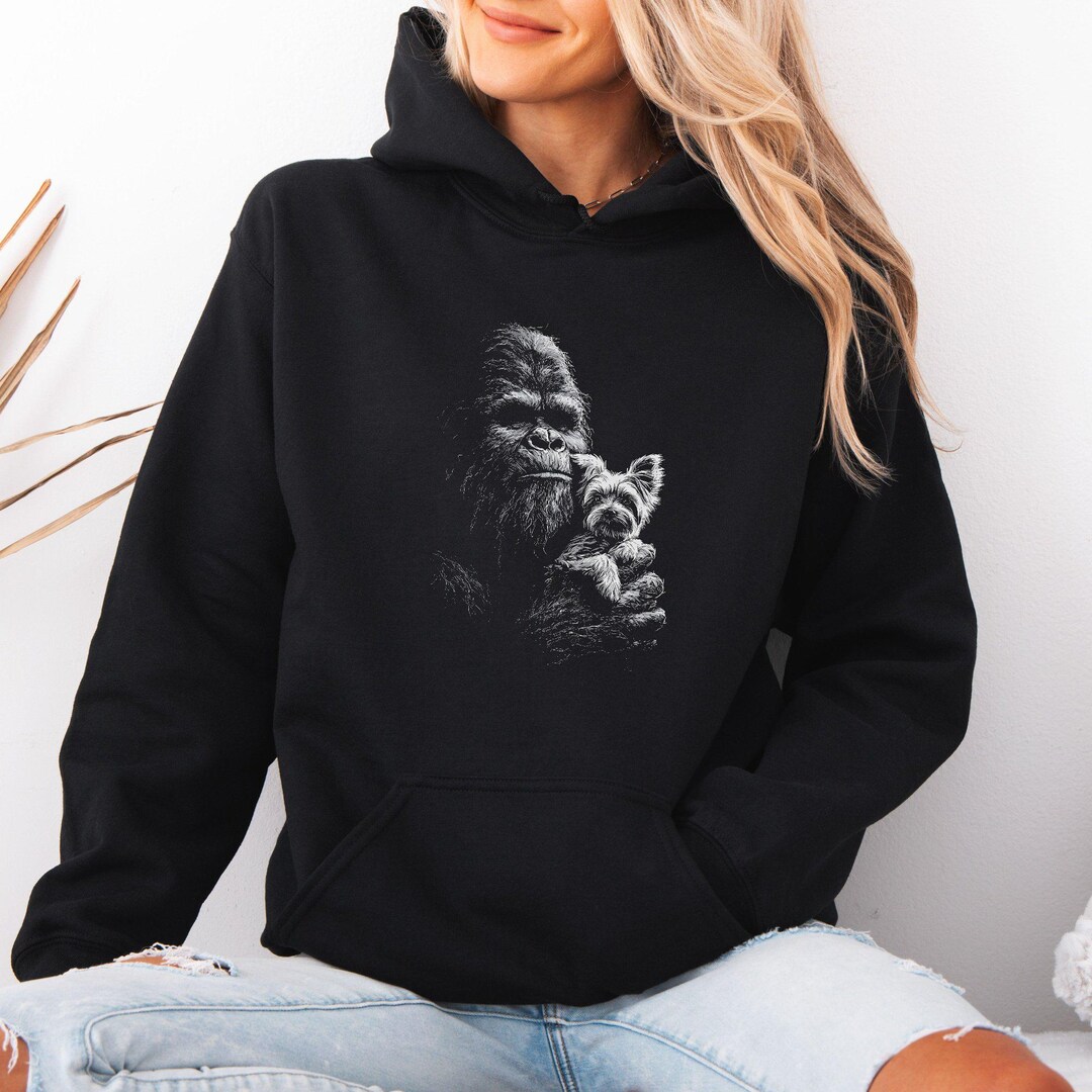 Yorkie Bigfoot Hoodie, Funny Yorkshire Terrier Hoodie, Sasquatch Dog ...