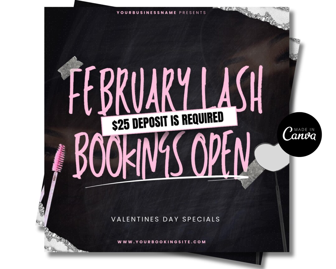 February Booking Flyer, Valentine's Day Bookings , February Calendar ...