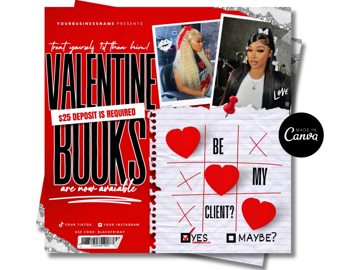 February Booking Flyer, Valentine's Day Bookings , February Calendar ...