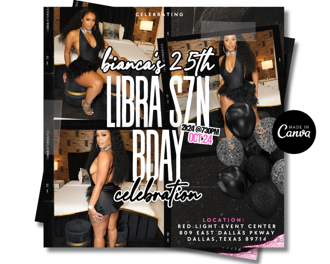 Libra Birthday Bash Flyer Template: Celebration Event Invite - Etsy