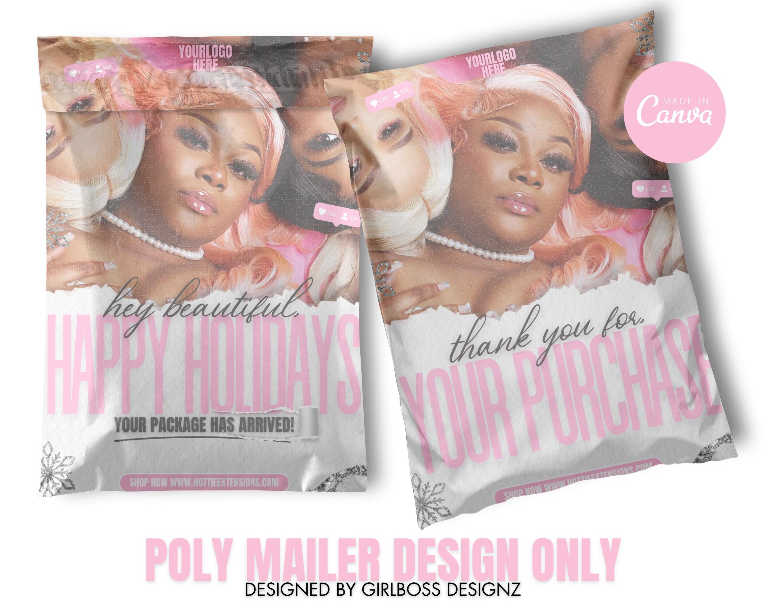 Wig Polymailer Design, Lace Front Wig & Packaging Bundles, Hair Package , Diy Custom Box Design ...