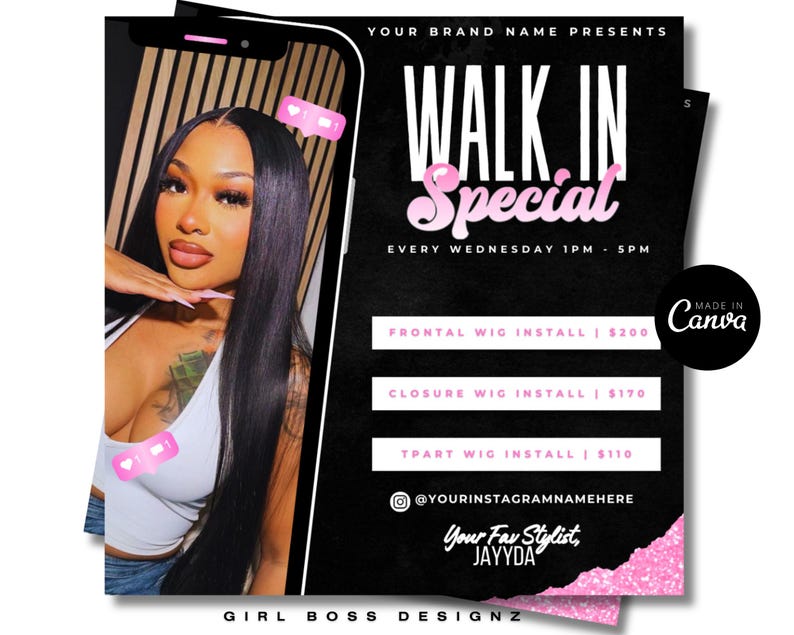 Walk-in Wednesday Flyer: Hair Salon, Wigs, Lashes, Nails (appointment ...