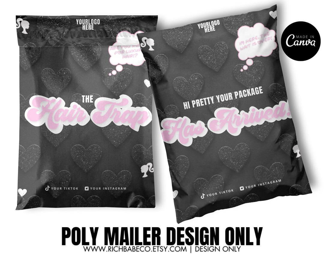 Wig Polymailer Design, Lace Front Wig & Packaging Bundles, Hair Package , Diy Custom Box Design ...