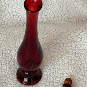 Avon Ruby Red Glass Perfume Cologne Bottle W Stopper Bud Vase Twist ...