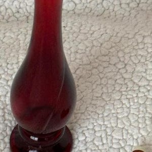 Avon Ruby Red Glass Perfume Cologne Bottle W Stopper Bud Vase Twist ...