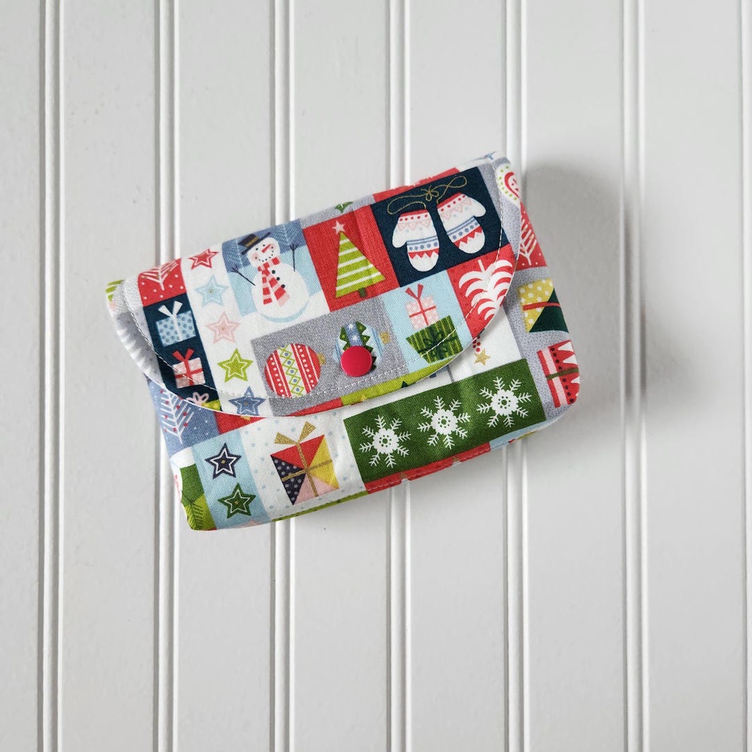 Winter Patchwork Snowman Pouch, Large Cosmetic Pouch, Accessory Pouch ...