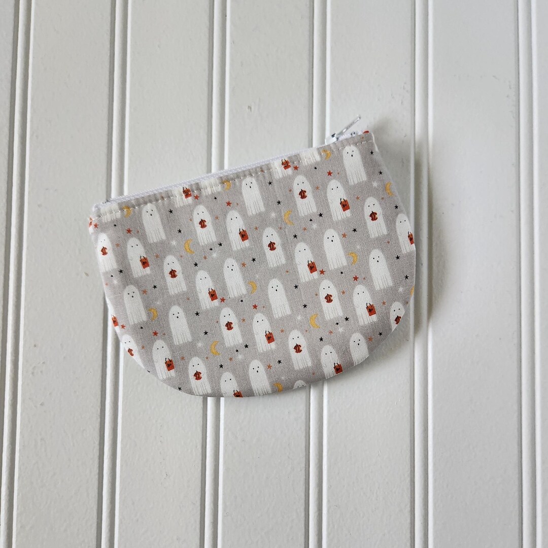 Hey Bootiful Ghosts Gray Zipper Coin Purse, Small Zipper Pouch, Zipper ...