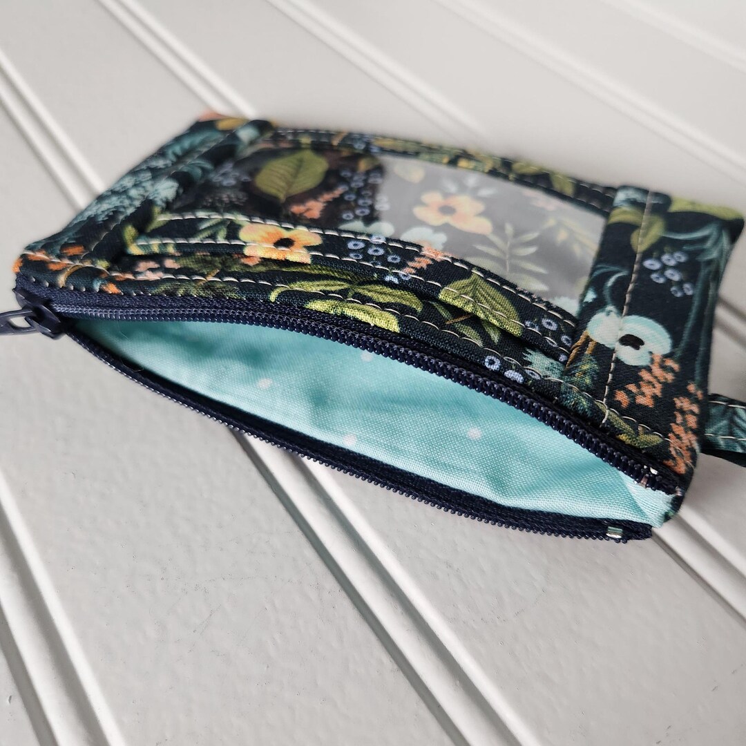Herb Garden Navy ID Wristlet Wallet, Mini ID Wristlet Wallet, Zipper ID ...