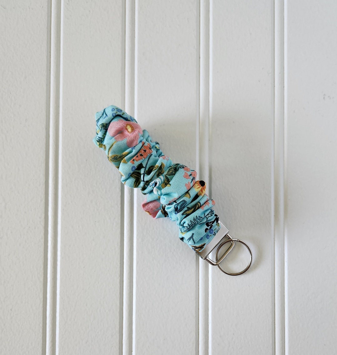 Rifle Paper Co Herb Garden Aqua Scrunchie Key Fob, Cotton Fabric ...