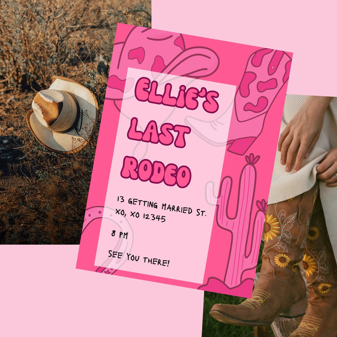 Last Rodeo Bachelorette Party Invitation Template Country Girl Wedding ...
