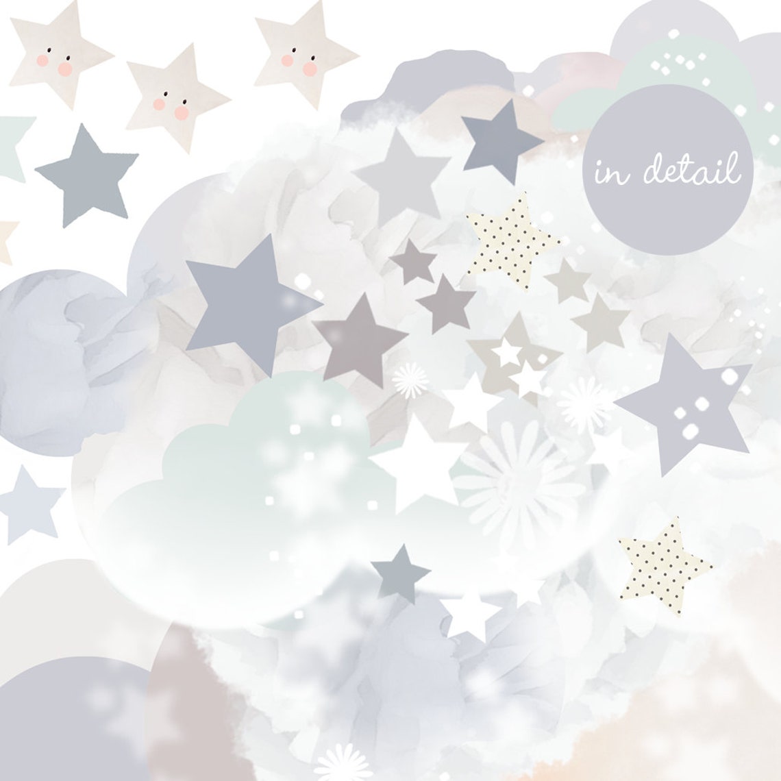 Sleepy Moon Fabric Decal Wall Stickers Modern Boy Bedroom | Etsy
