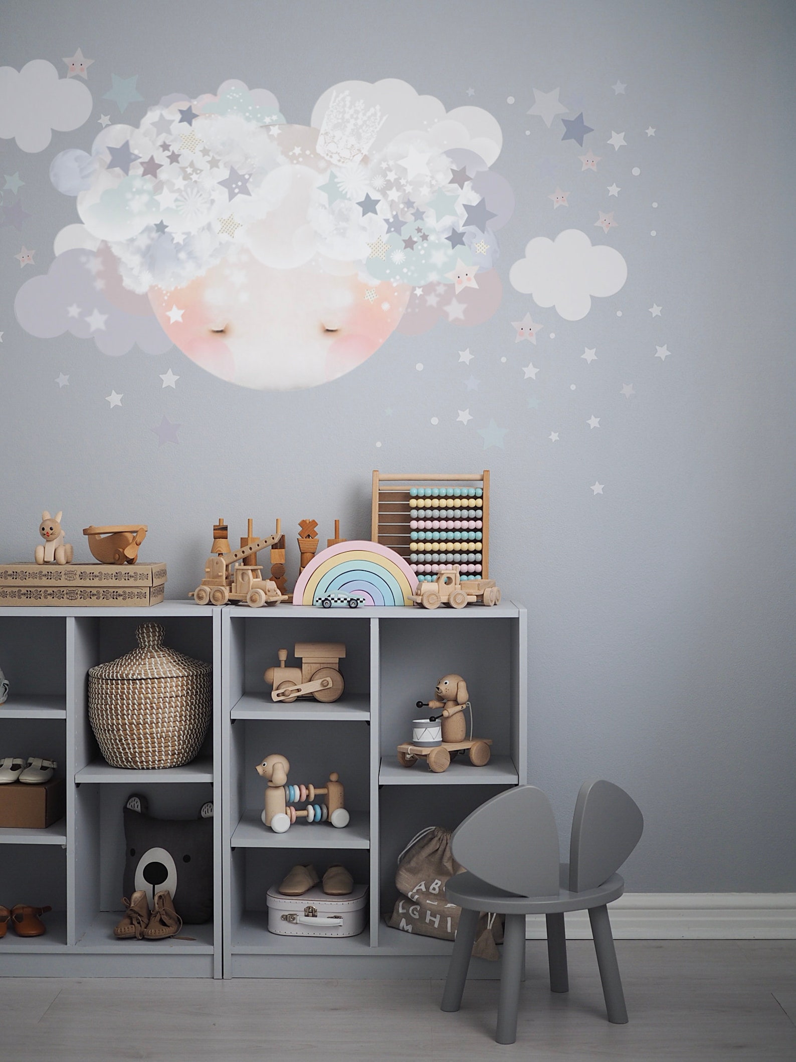 Sleepy Moon Fabric Decal Wall Stickers Modern Boy Bedroom - Etsy