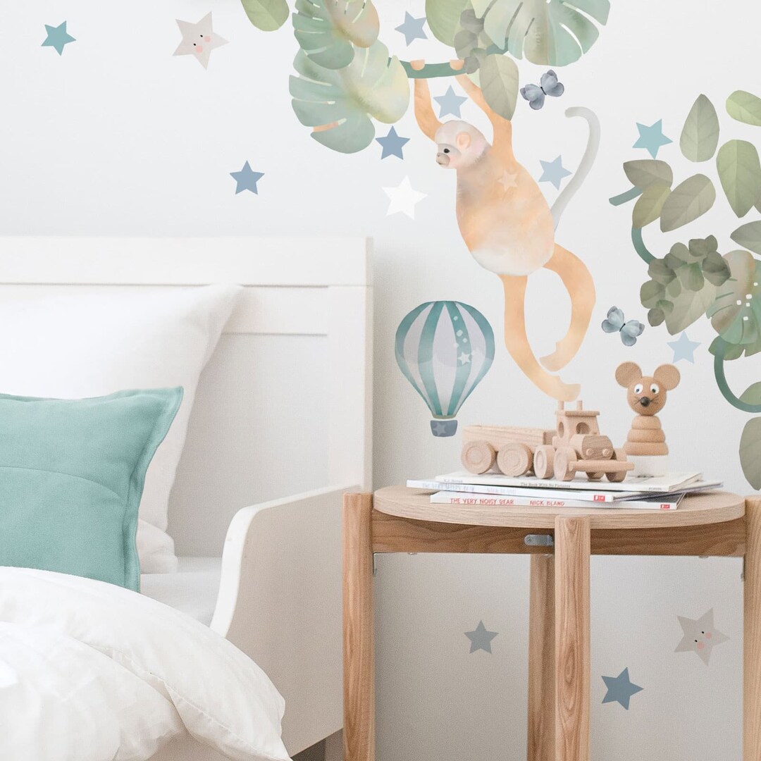 Swinging Monkey Wall Sticker - Jungle Animal Decals for Kids Room ...