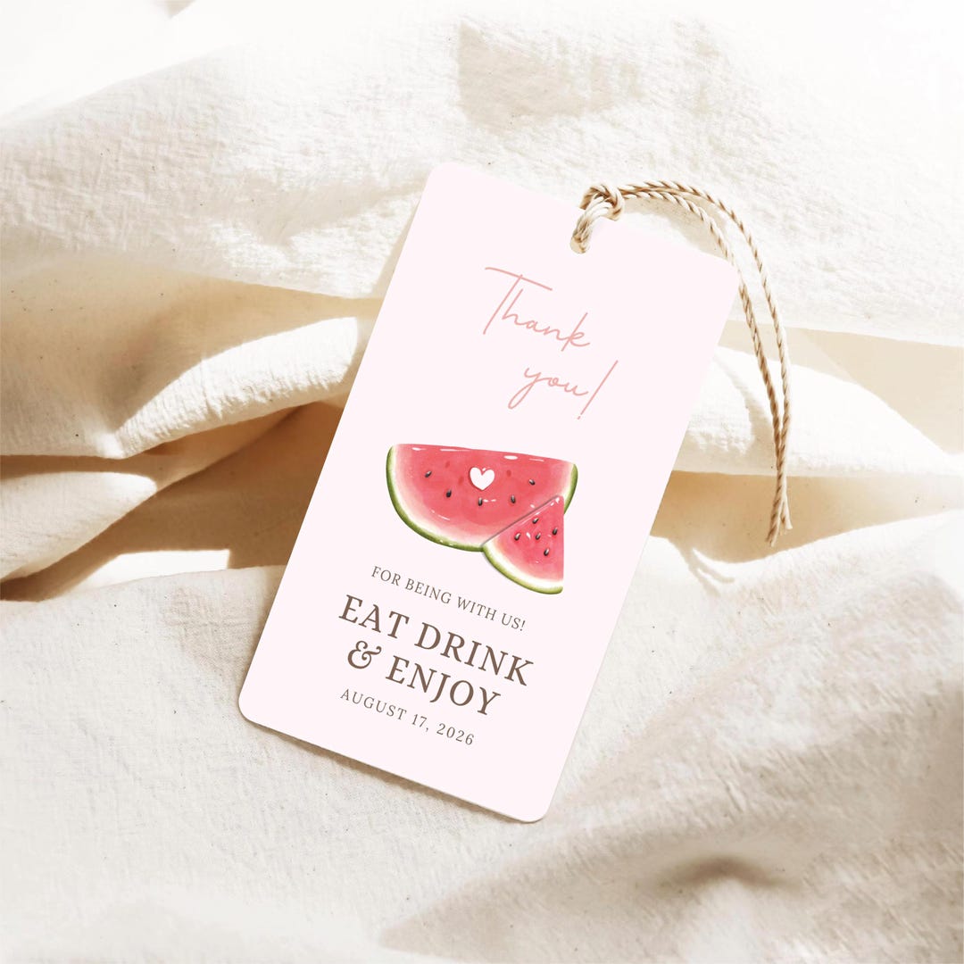 Watermelon Baby Shower Favor Tags: Pink Summer Theme (canva Template ...