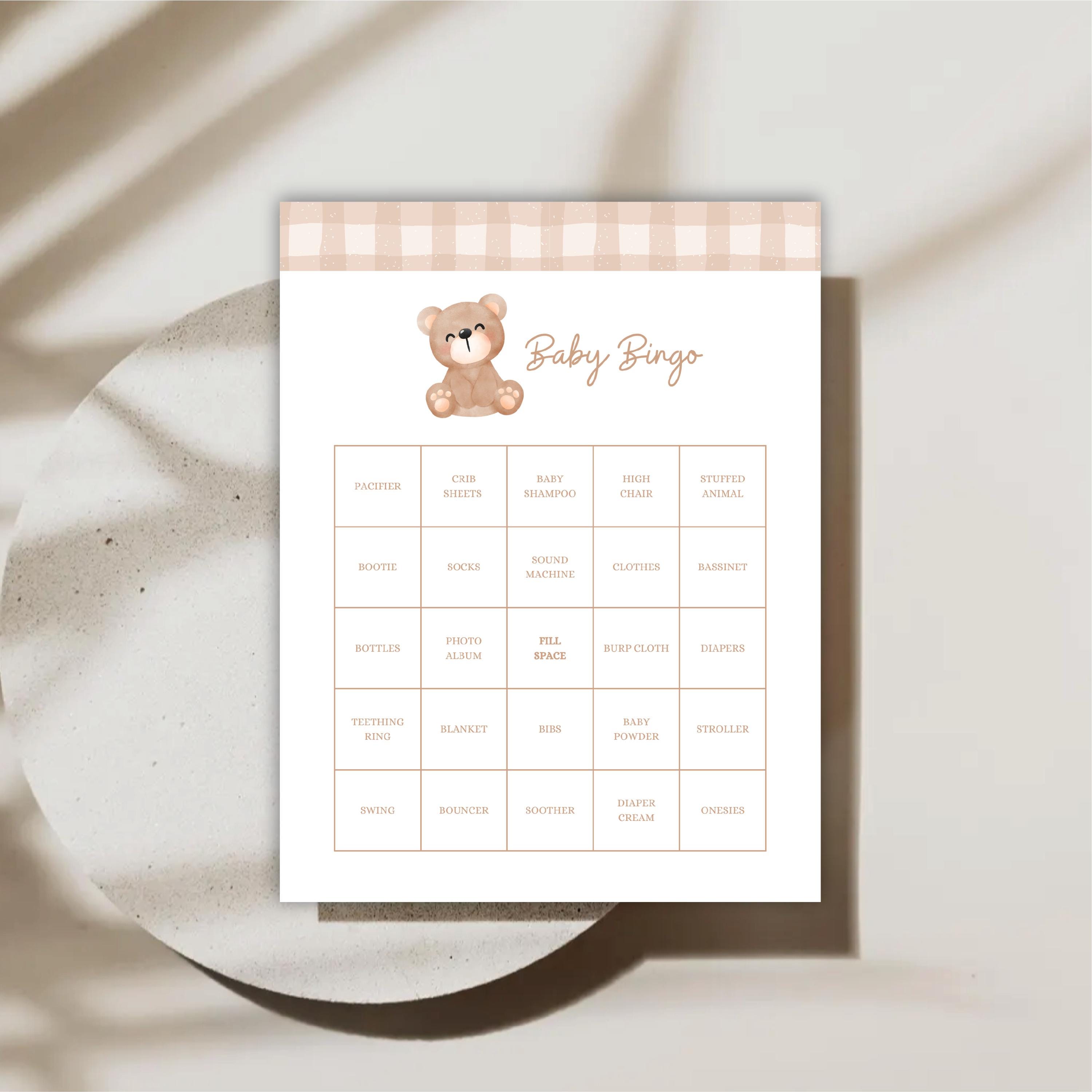 Boho Bear Baby Shower Bingo Game: Printable Teddy Bear Activity ...