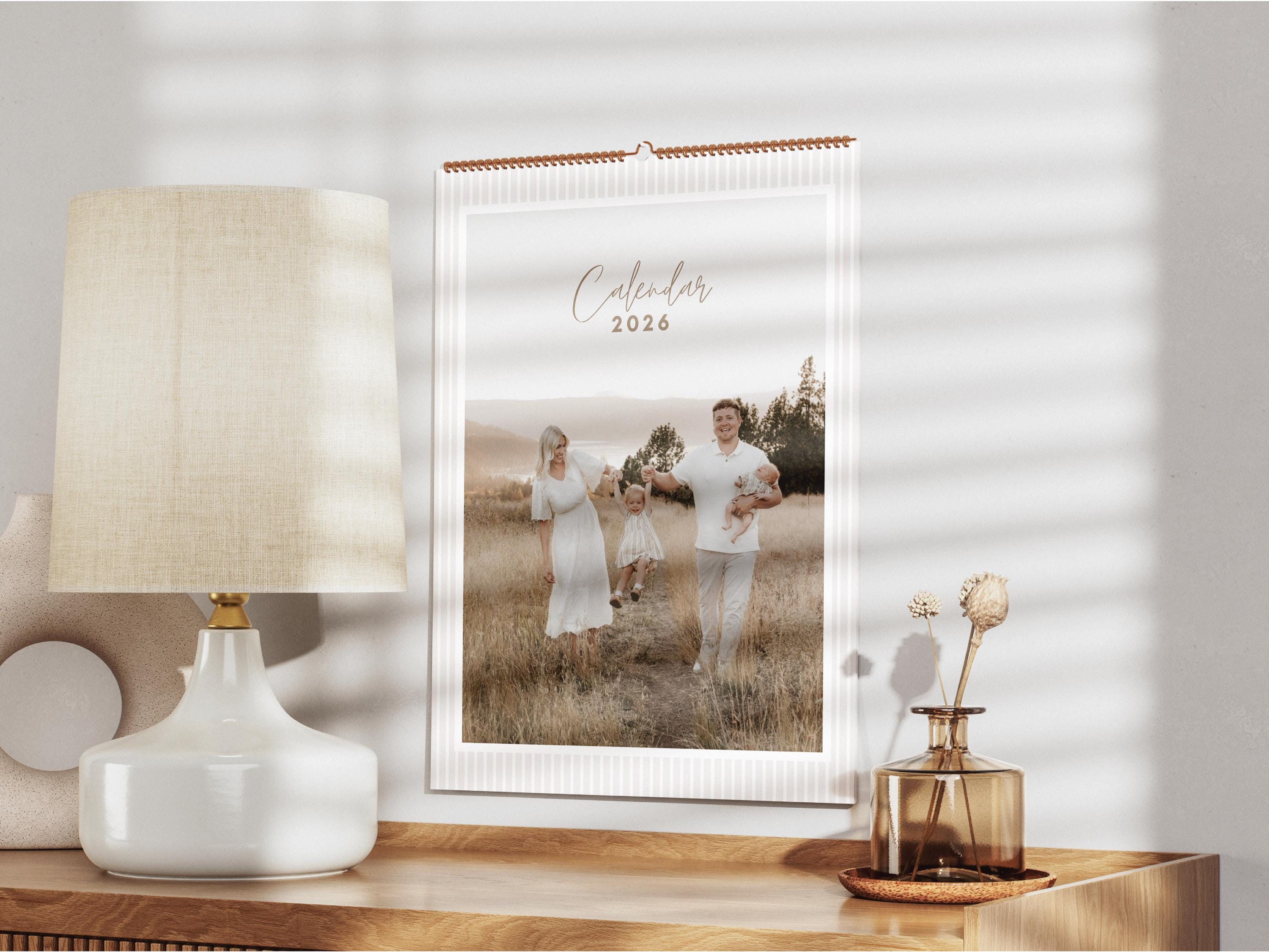 Modern Striped Minimal Photo Calendar Template 2026, 11x14 Wall ...