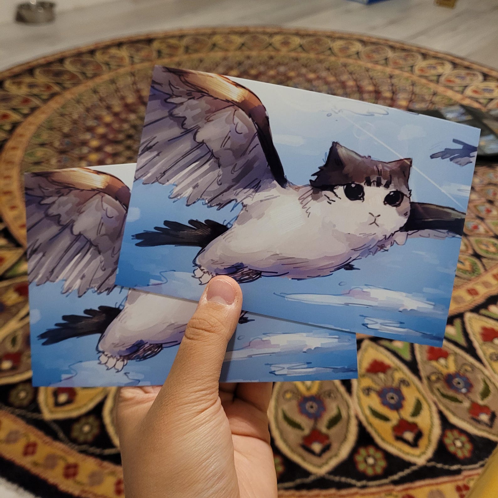 Meowl Art Print | Flying Cat Illustration (4x6in) - Etsy