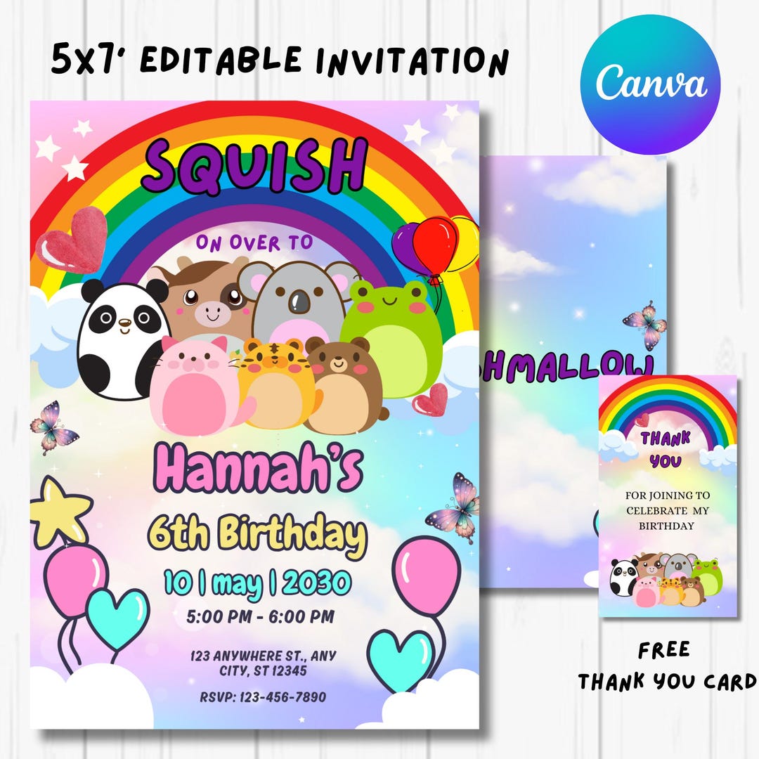 Squishmallow Birthday Invitation Template Digital Squishmallow Party ...