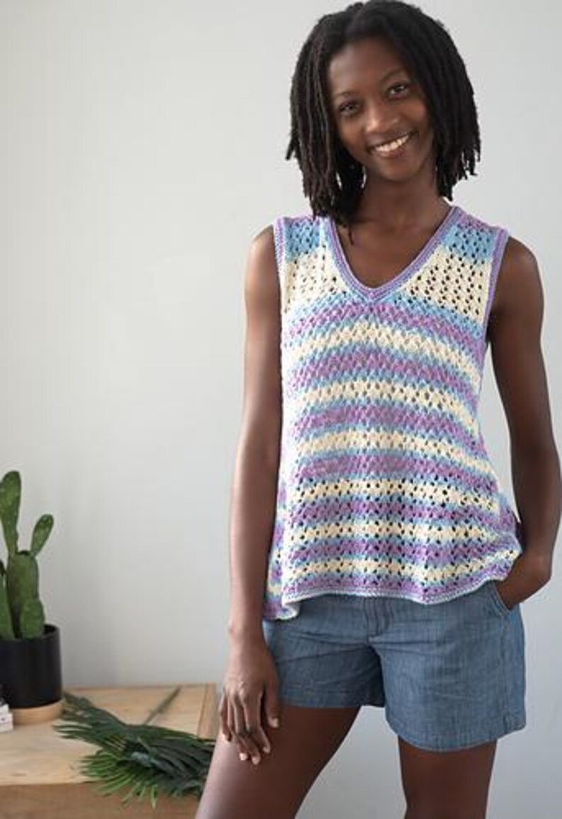 Split Back Lace Tank Knitting Pattern PDF - Aran Yarn Sleeveless Top ...