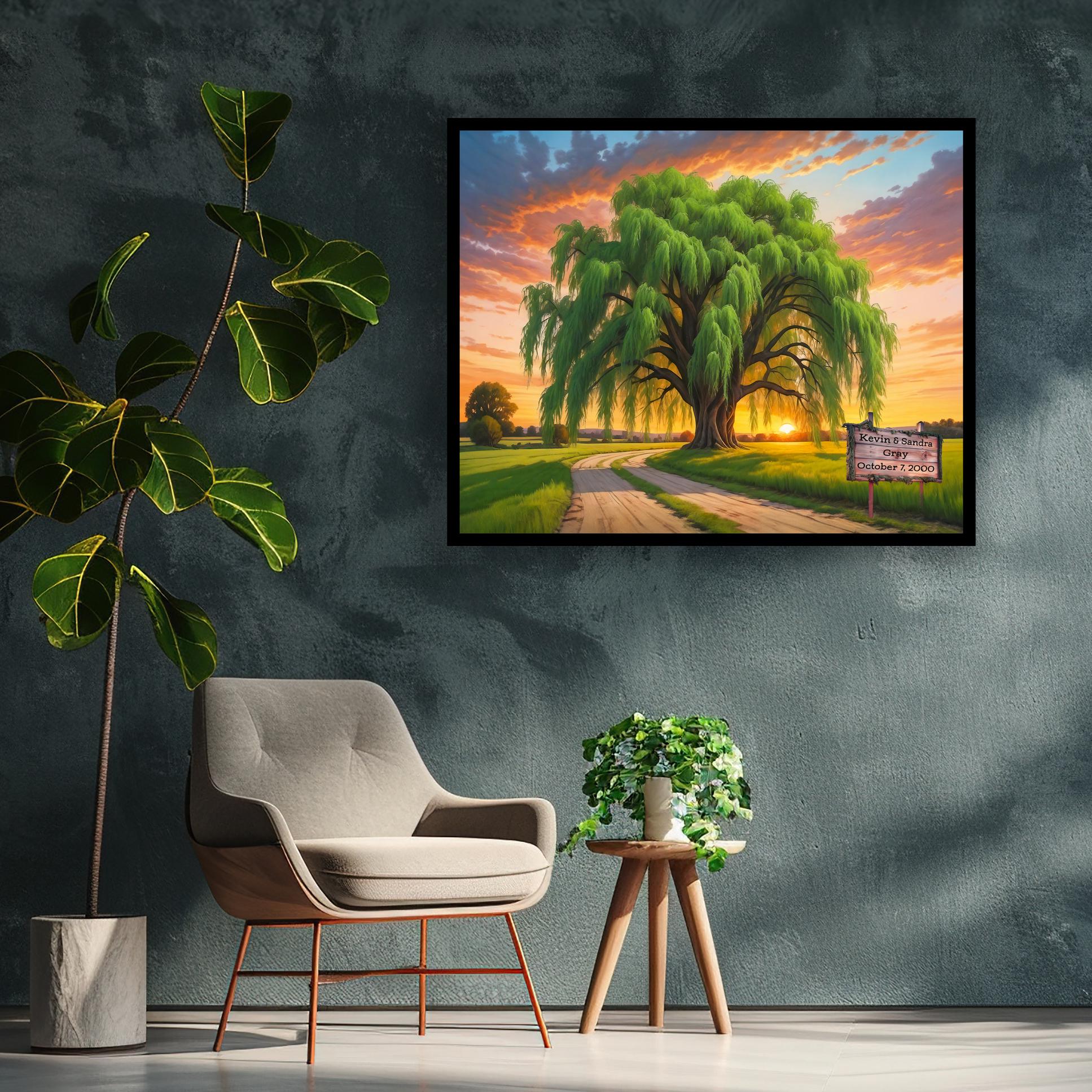 Personalized Willow Tree Print Great 9 Year Anniversary Gift or Wedding ...