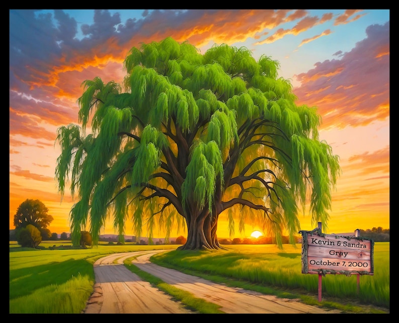 Personalized Willow Tree Anniversary Print, Couples Gift - Etsy