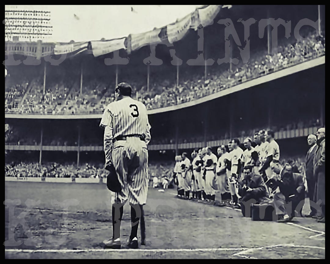Babe Ruth Retires Iconic Baseball Moment Printed Oil Painting ...
