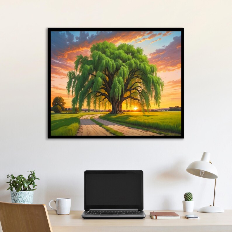 Willow Tree Sunset Print, 9 Year Anniversary Gift - Etsy