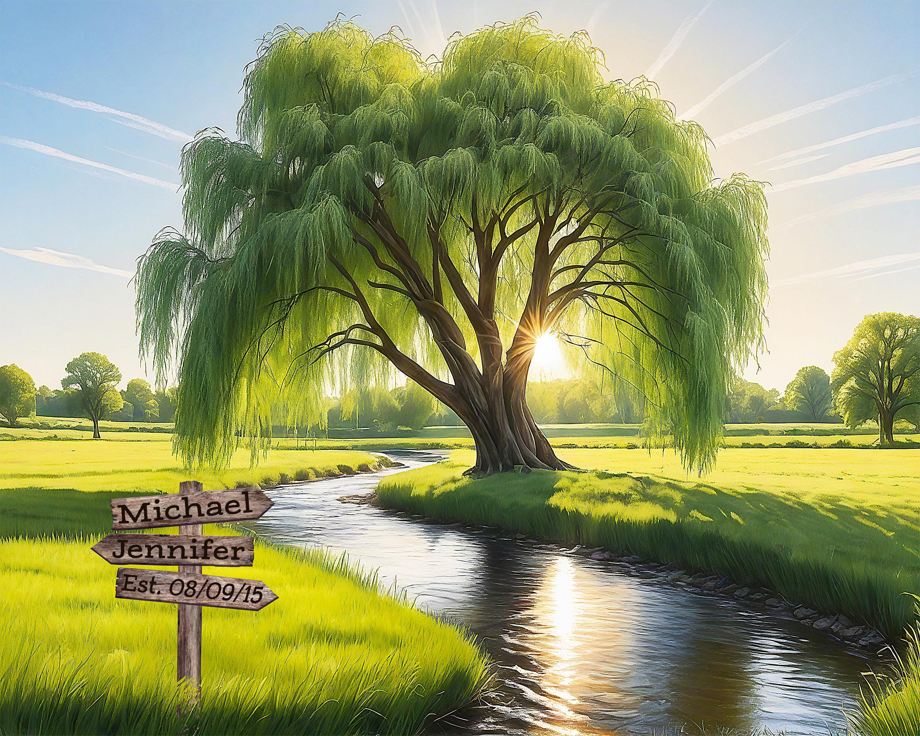 Personalized Willow Tree Anniversary Print, Couples Gift - Etsy