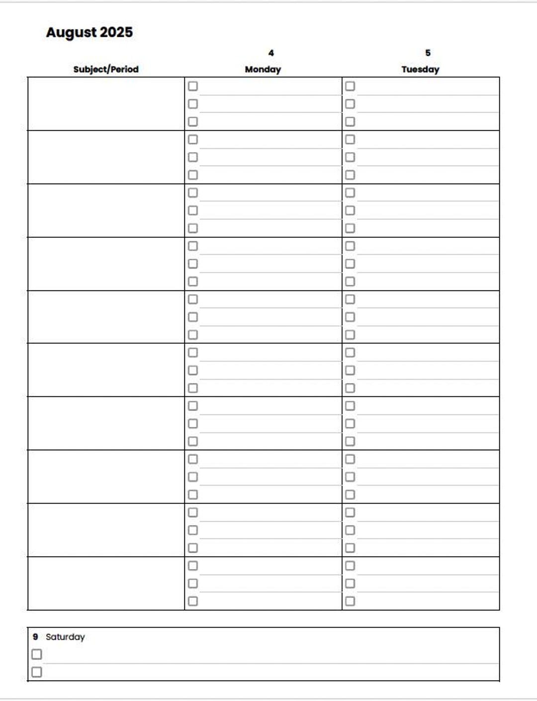 Academic Planner Template (2025-2026) - Etsy