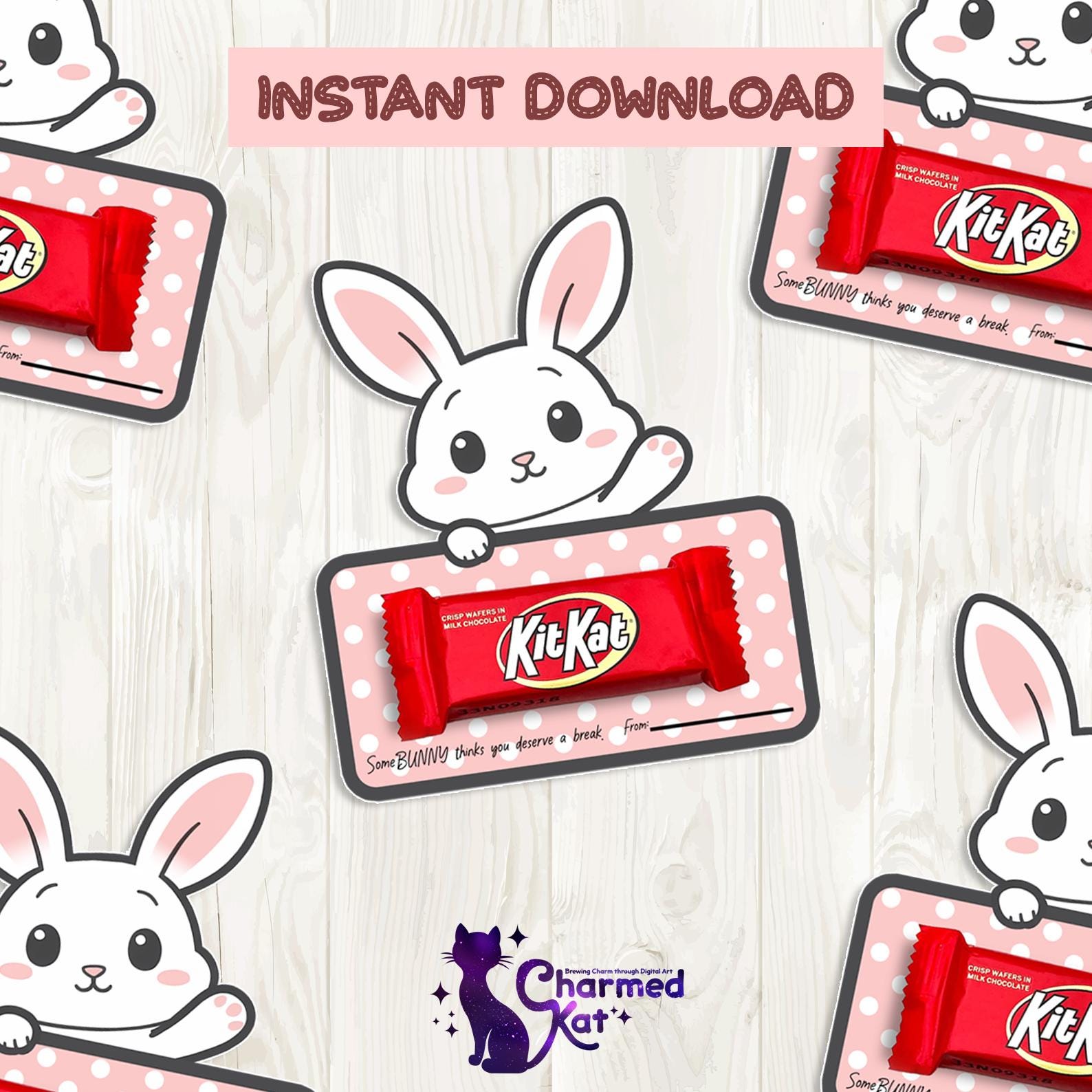 Easter Bunny Chocolate Holder, Printable Easter Treats for Kids, Easter ...