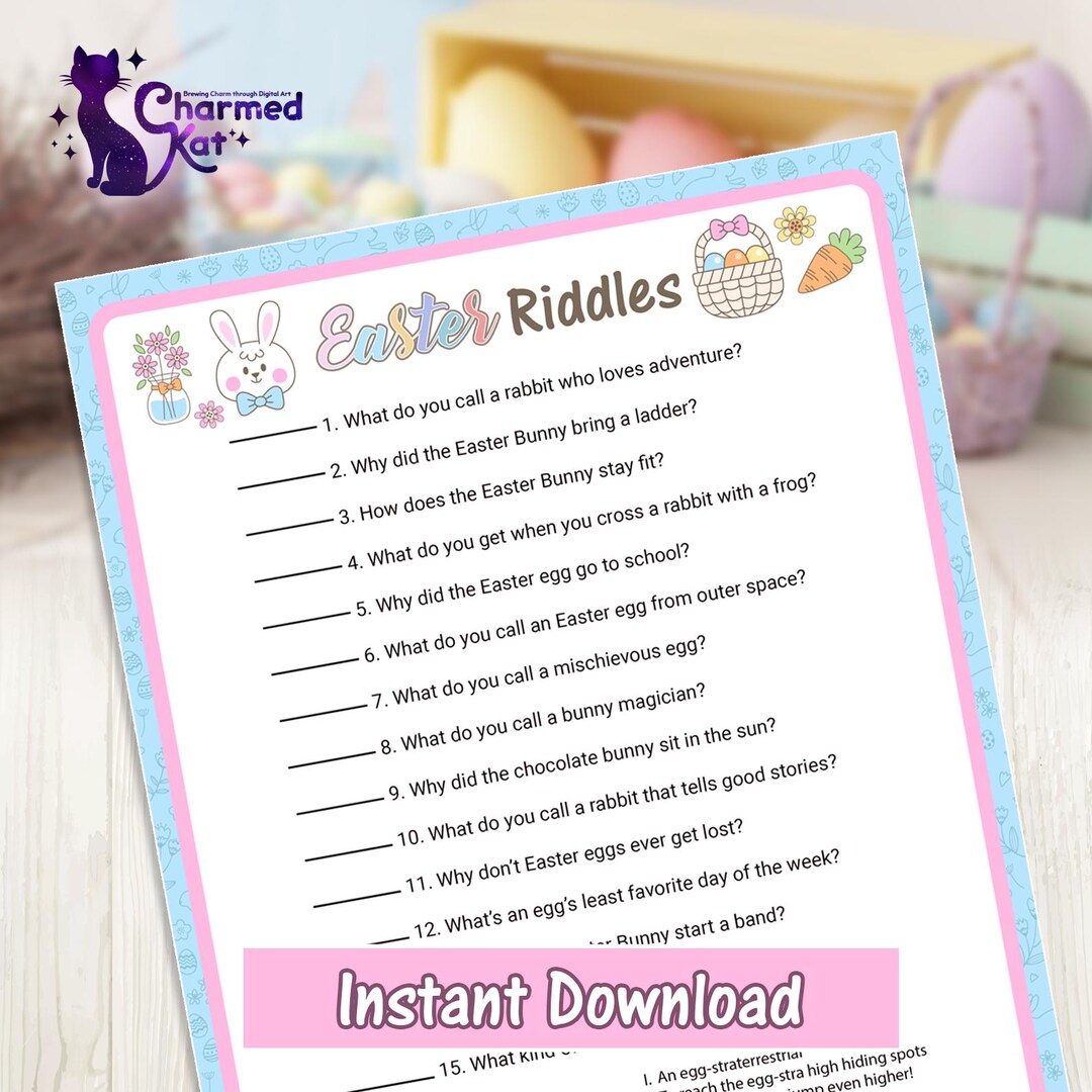 Easter Riddles for Kids, Printable Easter Activity, Easter Trivia Game ...