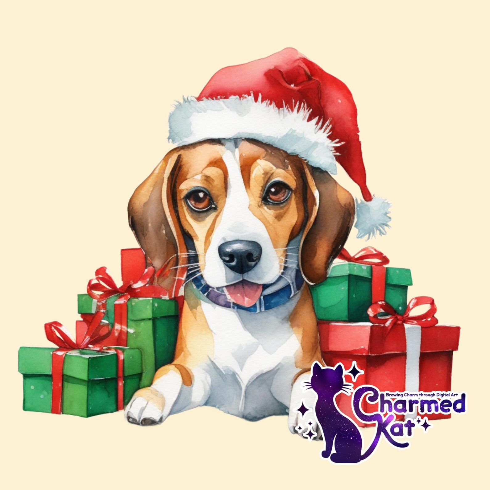 Christmas Dog PNG, Cute Santa Dog Clipart for Stickers, Beagle, Cute ...