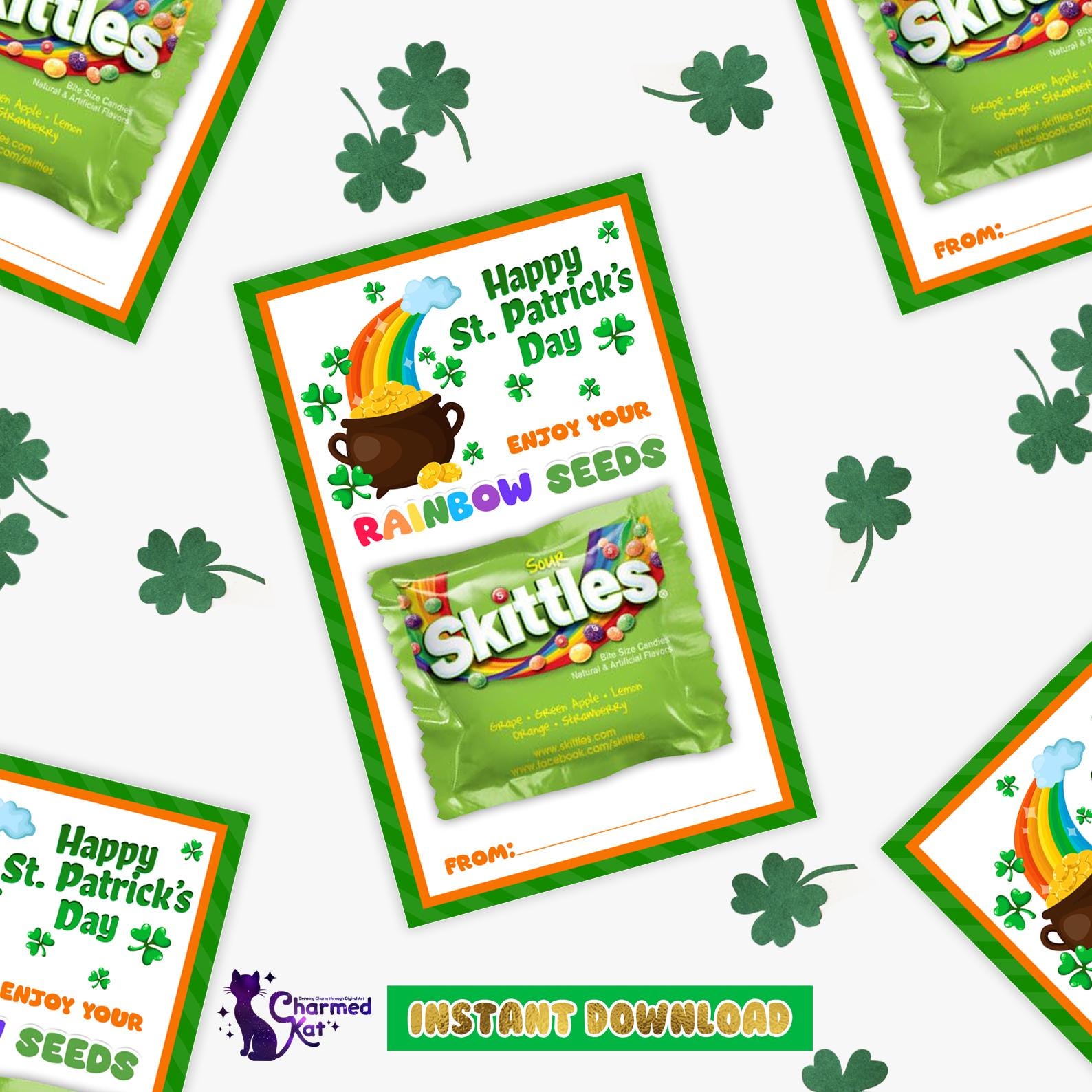 St Patrick's Day Gift Tag, Skittles Rainbow Seeds, Classroom Saint ...