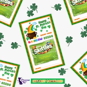 St Patrick's Day Gift Tag, Skittles Rainbow Seeds, Classroom Saint ...