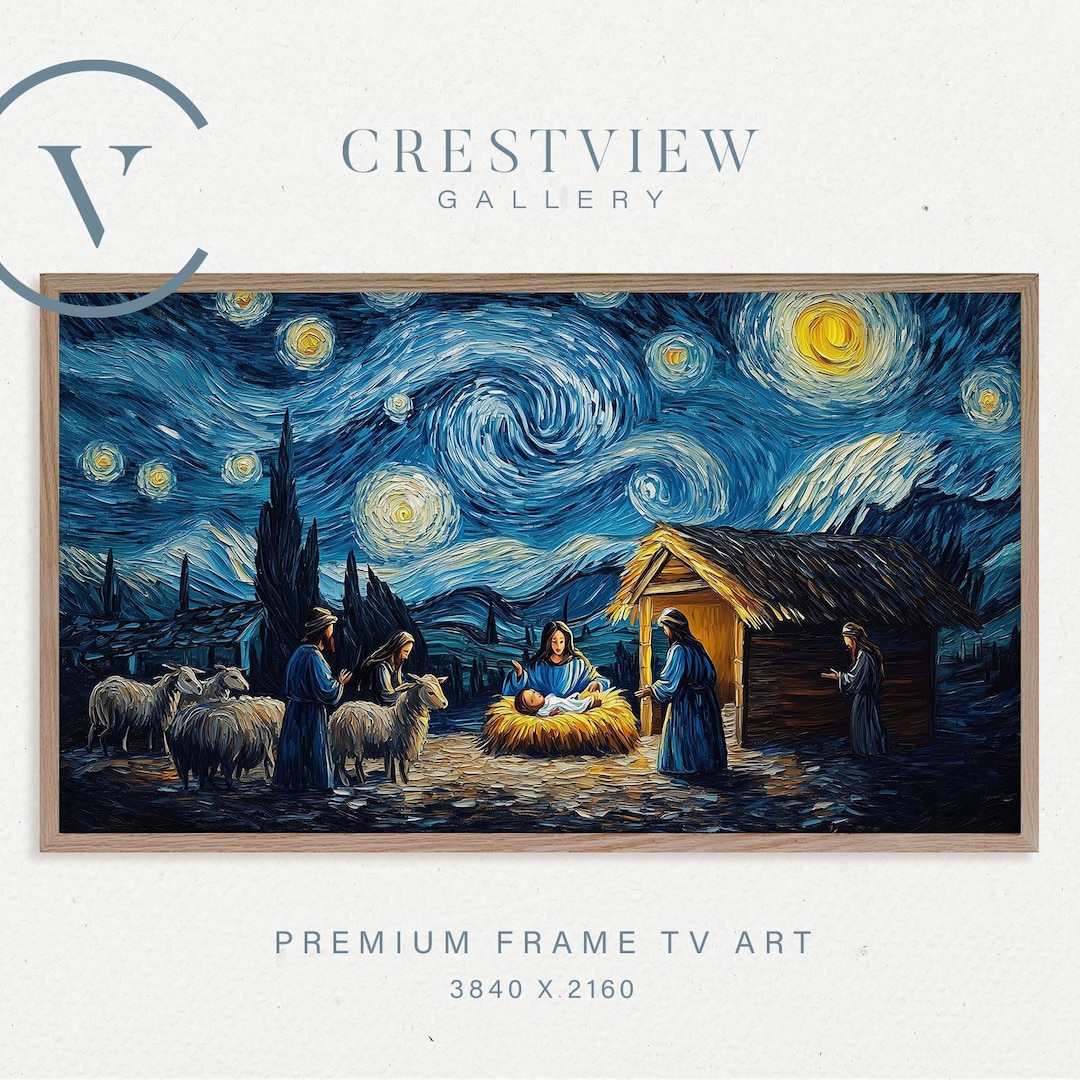 Nativity Scene Samsung Frame TV, Vincent Van Gogh Christmas, Religious ...