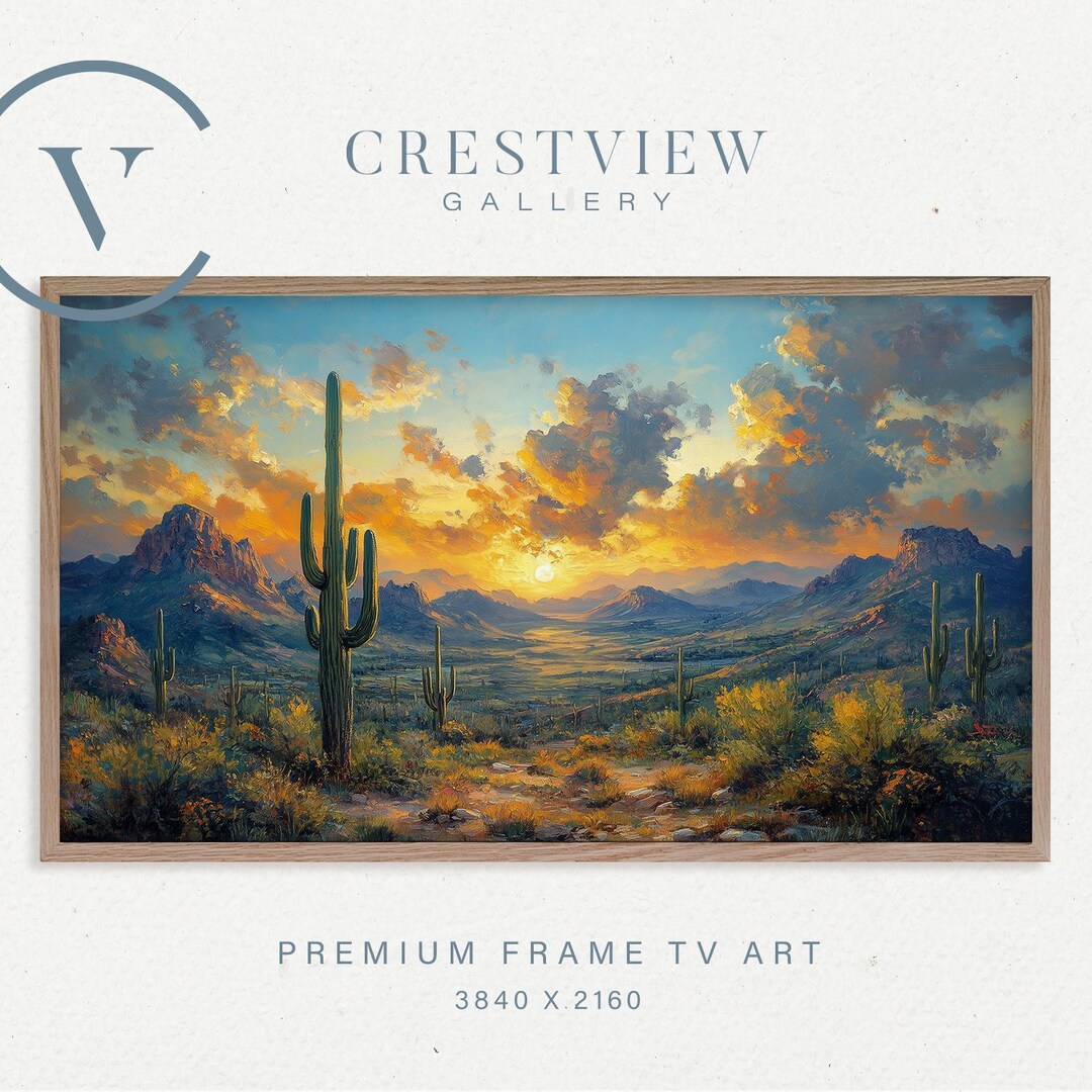 Desert Cactus FRAME TV Art Saguaro Frame Tv Art Southwest Art Vintage ...