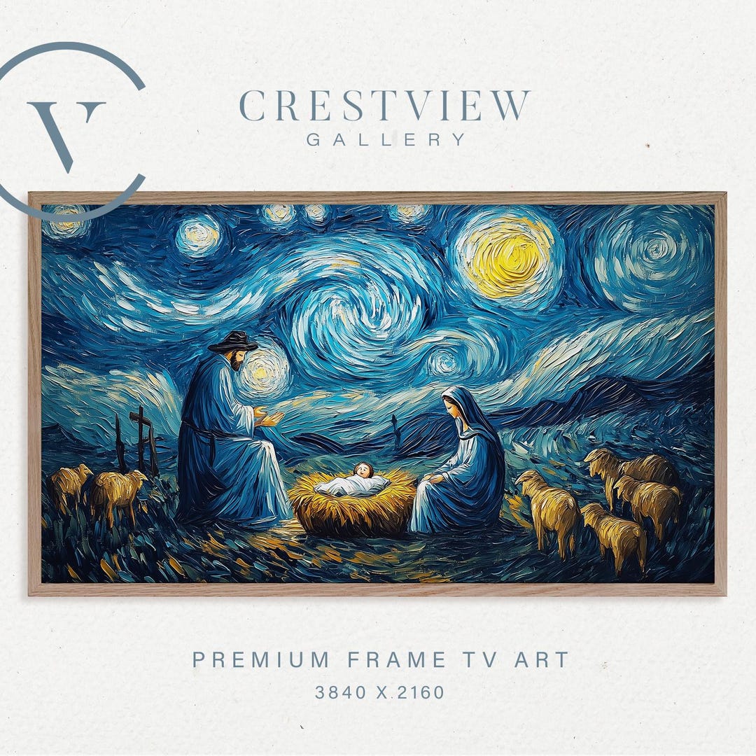 Nativity Scene Samsung Frame TV, Vincent Van Gogh Christmas, Christian ...