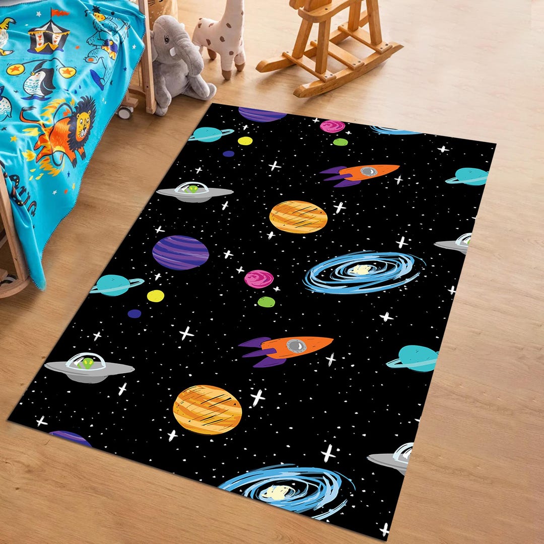 Galaxy Rug, Kids Room Rug, Planet Rug, Area Rug, Baby Room Rug, Space ...